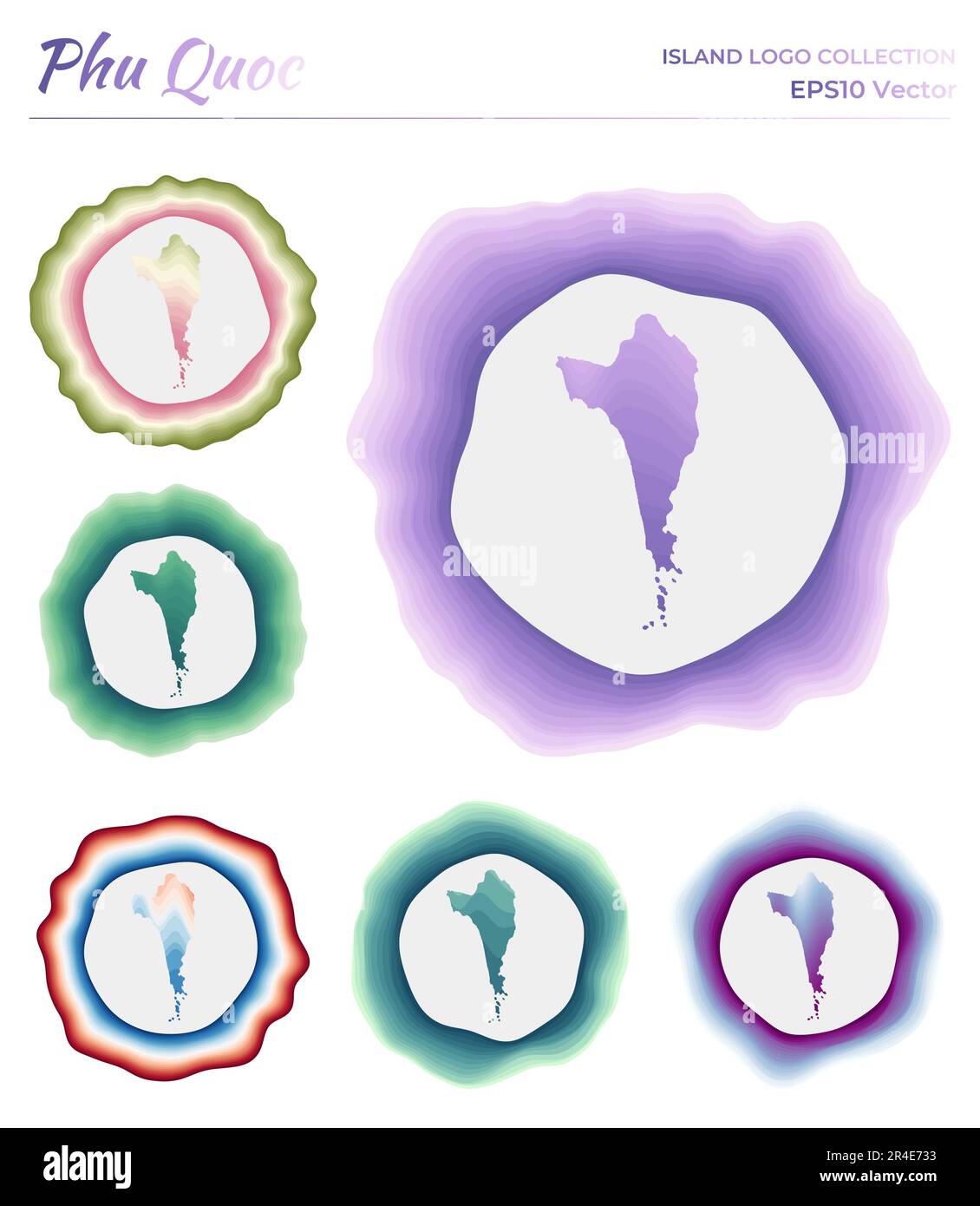 Phu Quoc logo collection. Colorful badge of the island. Layers around ...