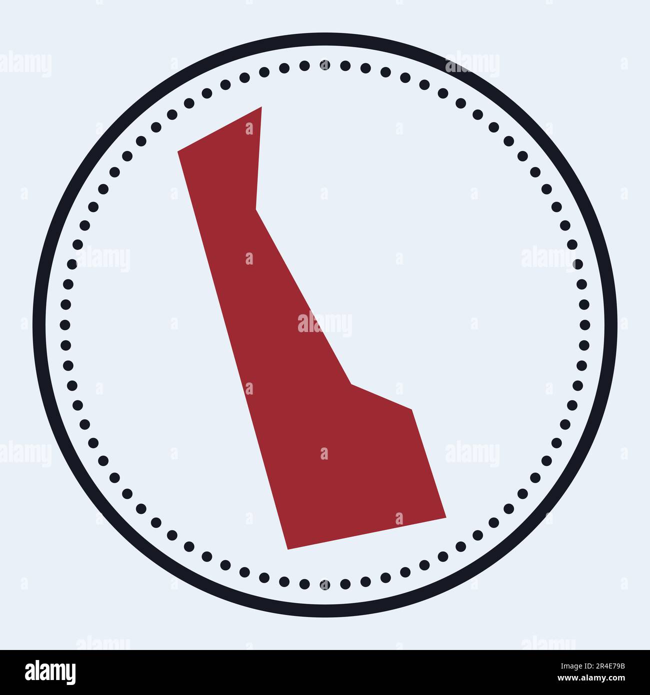 Delaware round stamp. Round logo with US state map and title. Stylish ...
