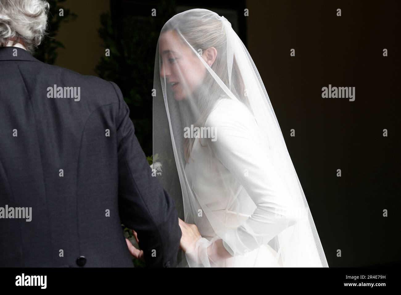 Victoria Montes Suelves on her arrival at the Church of the Holy Spirit ...