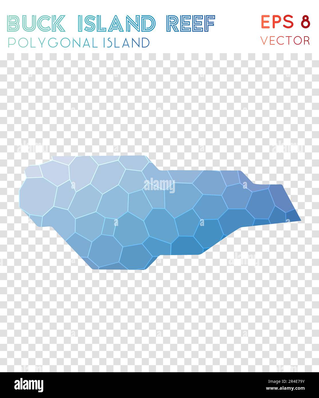 Buck Island Reef polygonal map, mosaic style island. Likable low poly ...