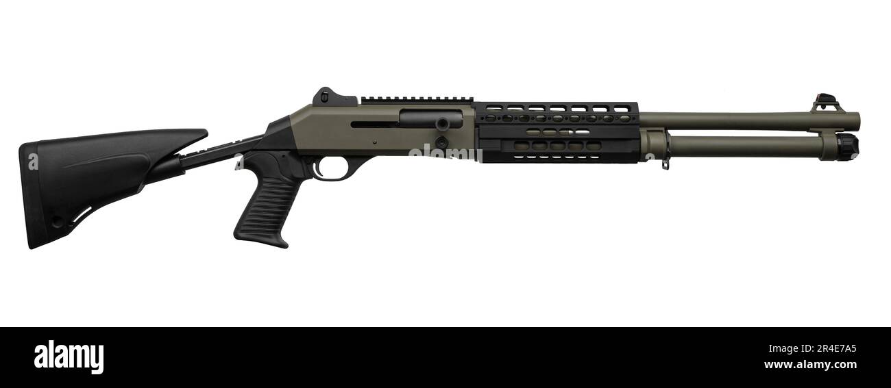 Modern semi-automatic shotgun. Tactical smoothbore weapon 12 caliber ...