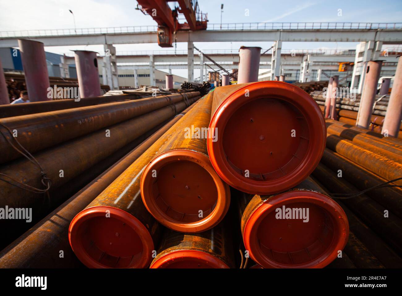 Red steel pipes hi-res stock photography and images - Alamy