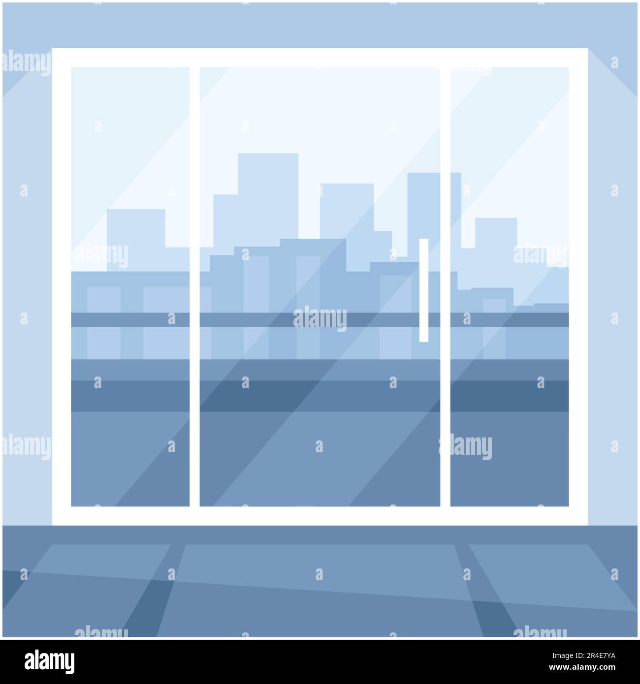 Window with cityscape in the background, vector illustration Stock ...