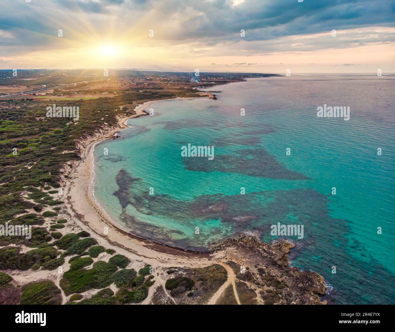 Aerial view torre guaceto natural reserve, apulia Stock Photo - Alamy