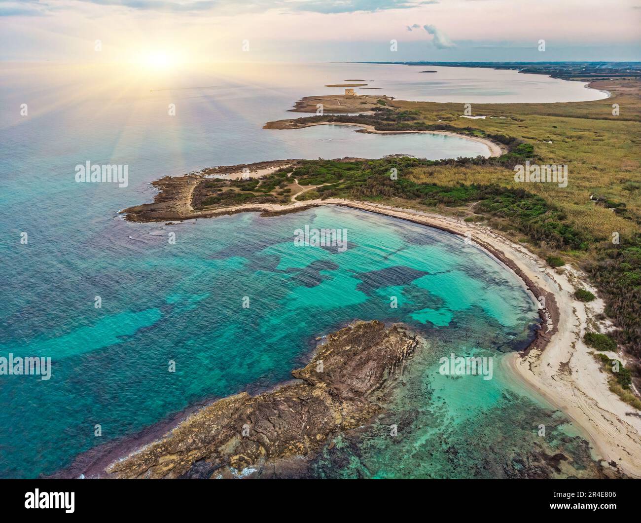 Aerial view torre guaceto natural reserve, apulia Stock Photo - Alamy