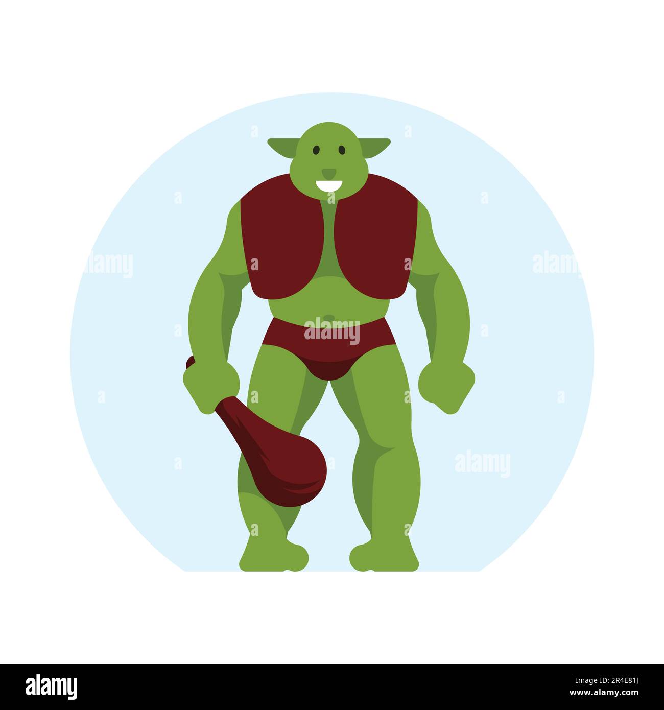 Vector illustration of a green monster with a baseball bat on a white ...