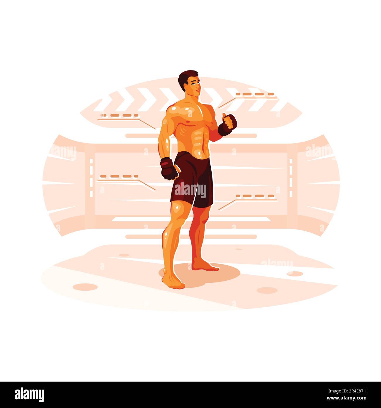 Boxer in the ring. Male boxer. Vector illustration in cartoon style ...