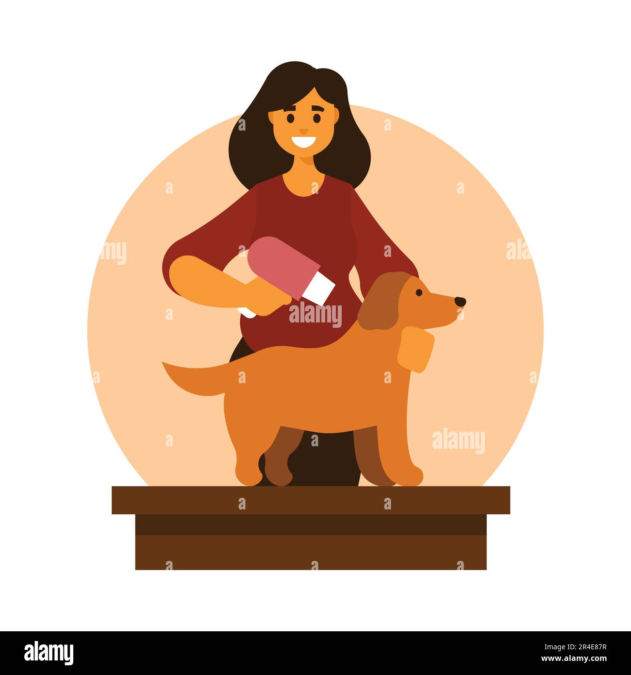 Woman with dog. Pet care concept. Vector illustration Stock Vector ...