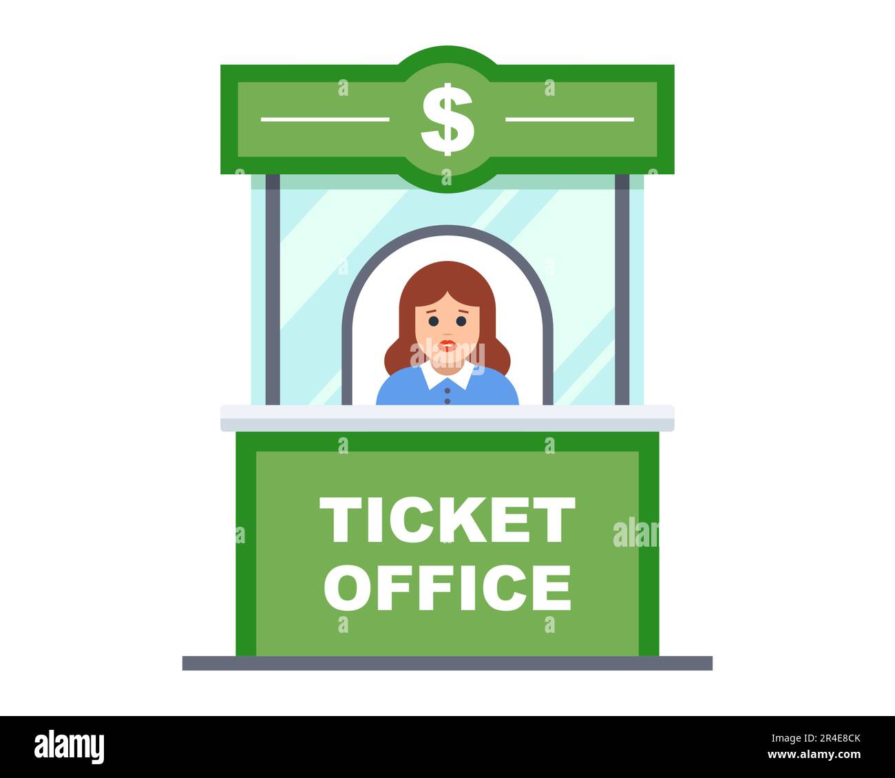 green stall selling tickets. flat vector illustration Stock Vector ...