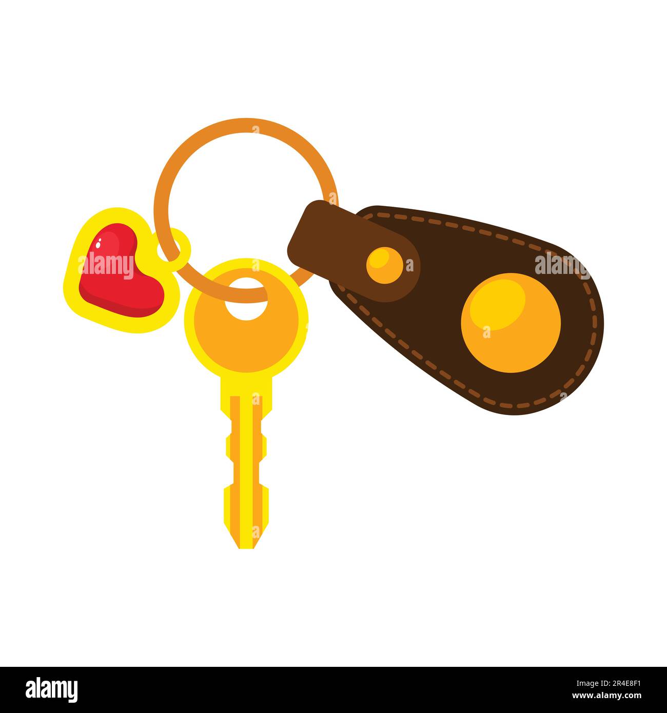 Keyring with the heart icon. Flat illustration of key ring with heart ...