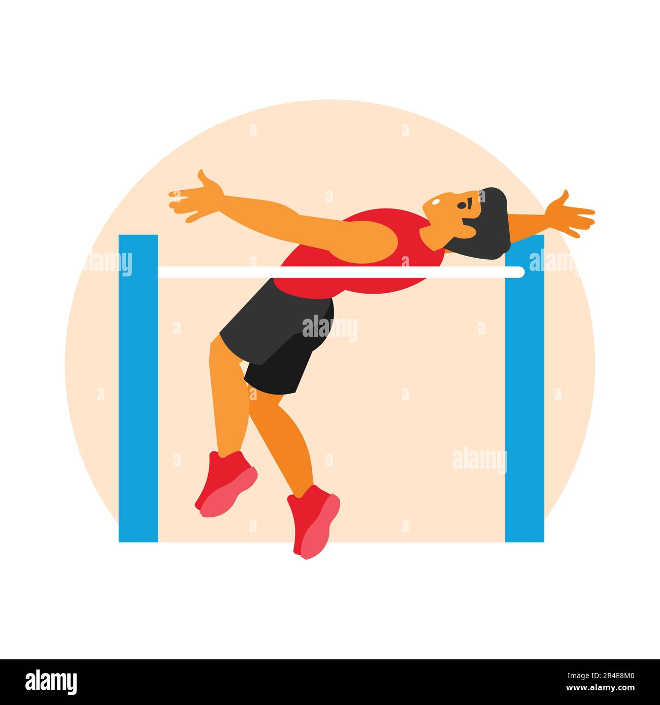 Athletic woman jumping over a hurdle. Flat style vector illustration ...