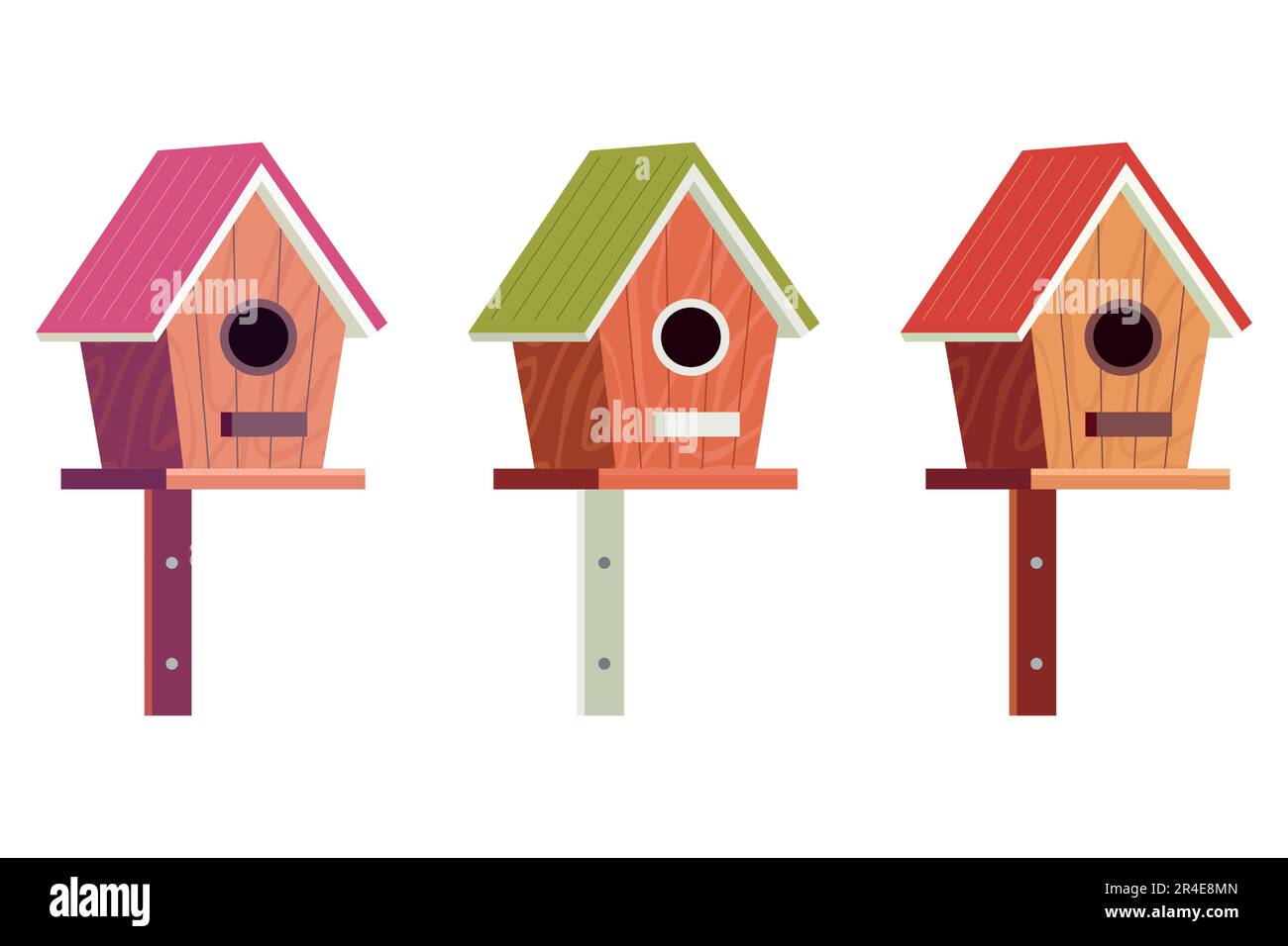 set of wooden birdhouse on a white background. flat vector illustration ...