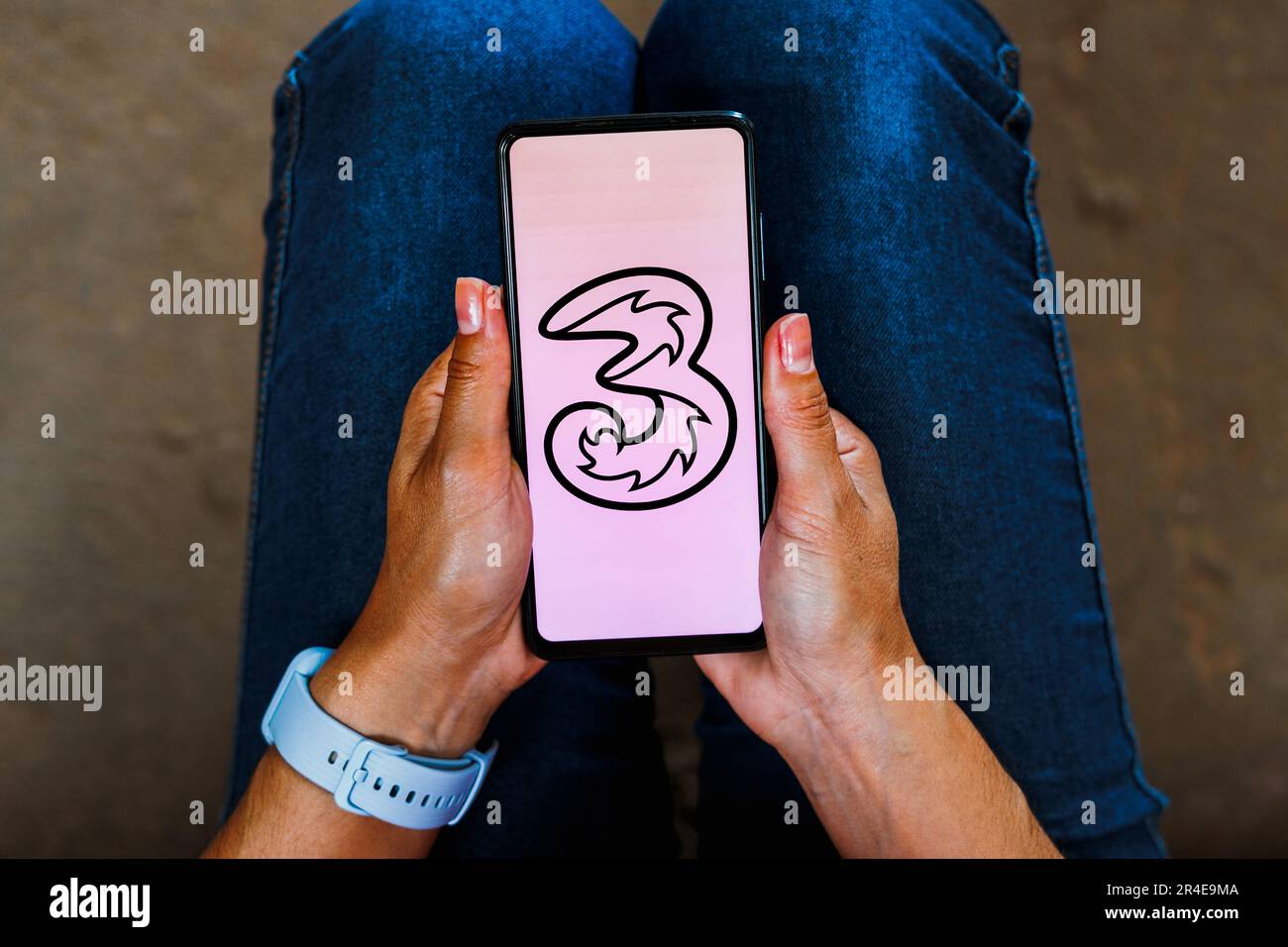 In this photo illustration, the 3 (Three) (Hutchison 3G) logo is ...