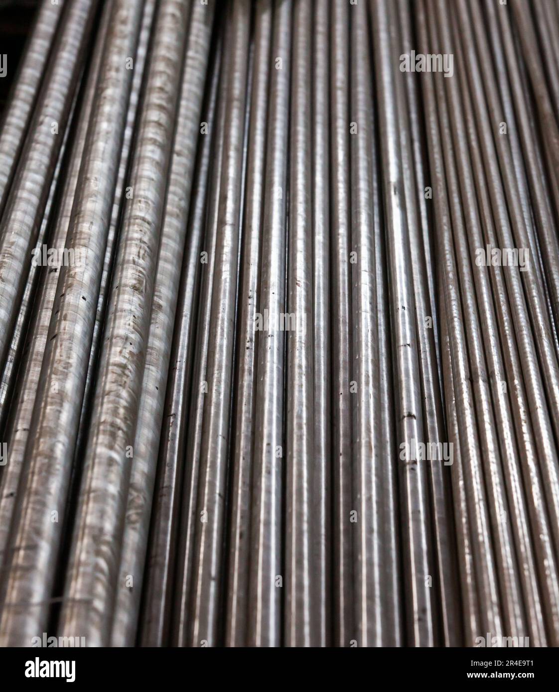 Closeup photo of Zinc galvanized steel pipes Stock Photo - Alamy