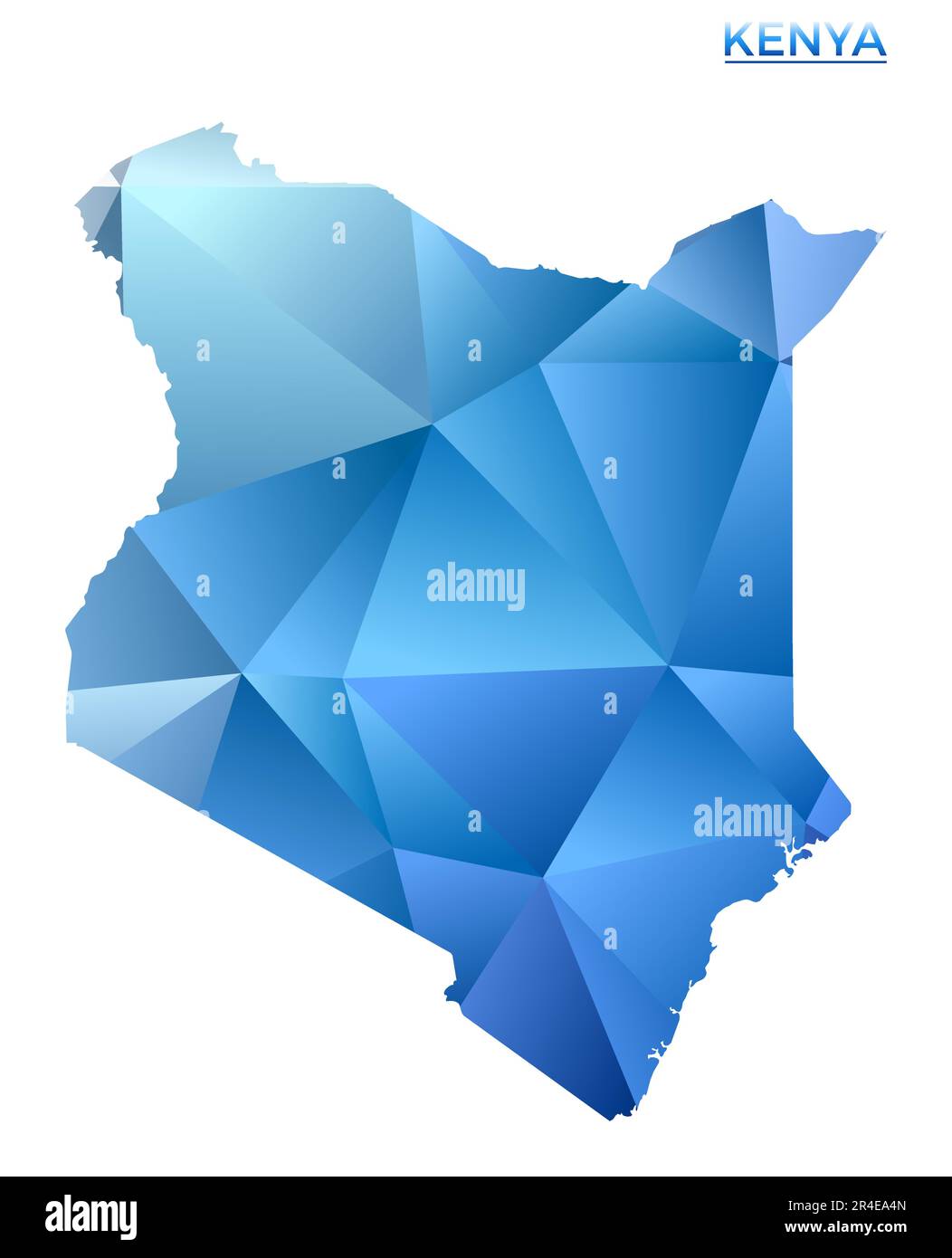 Vector polygonal Kenya map. Vibrant geometric country in low poly style. Appealing illustration ...