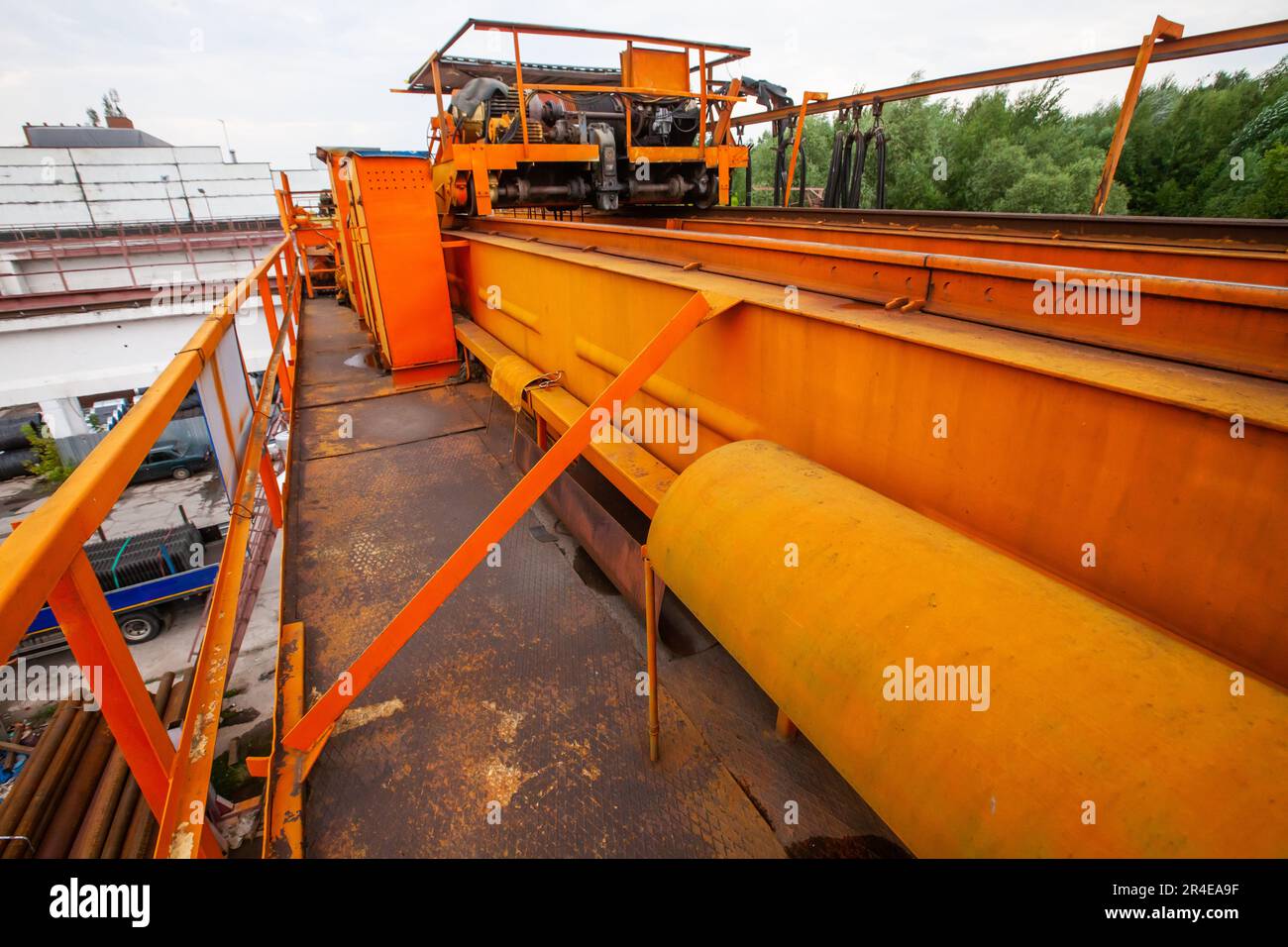Overhead crane boom closeup photo Stock Photo - Alamy