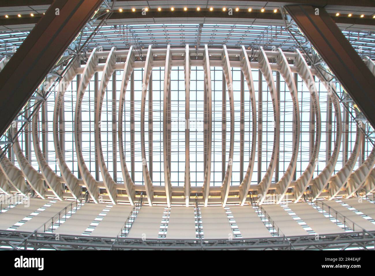 Image from below of a modern architecture building with a complex shape ...