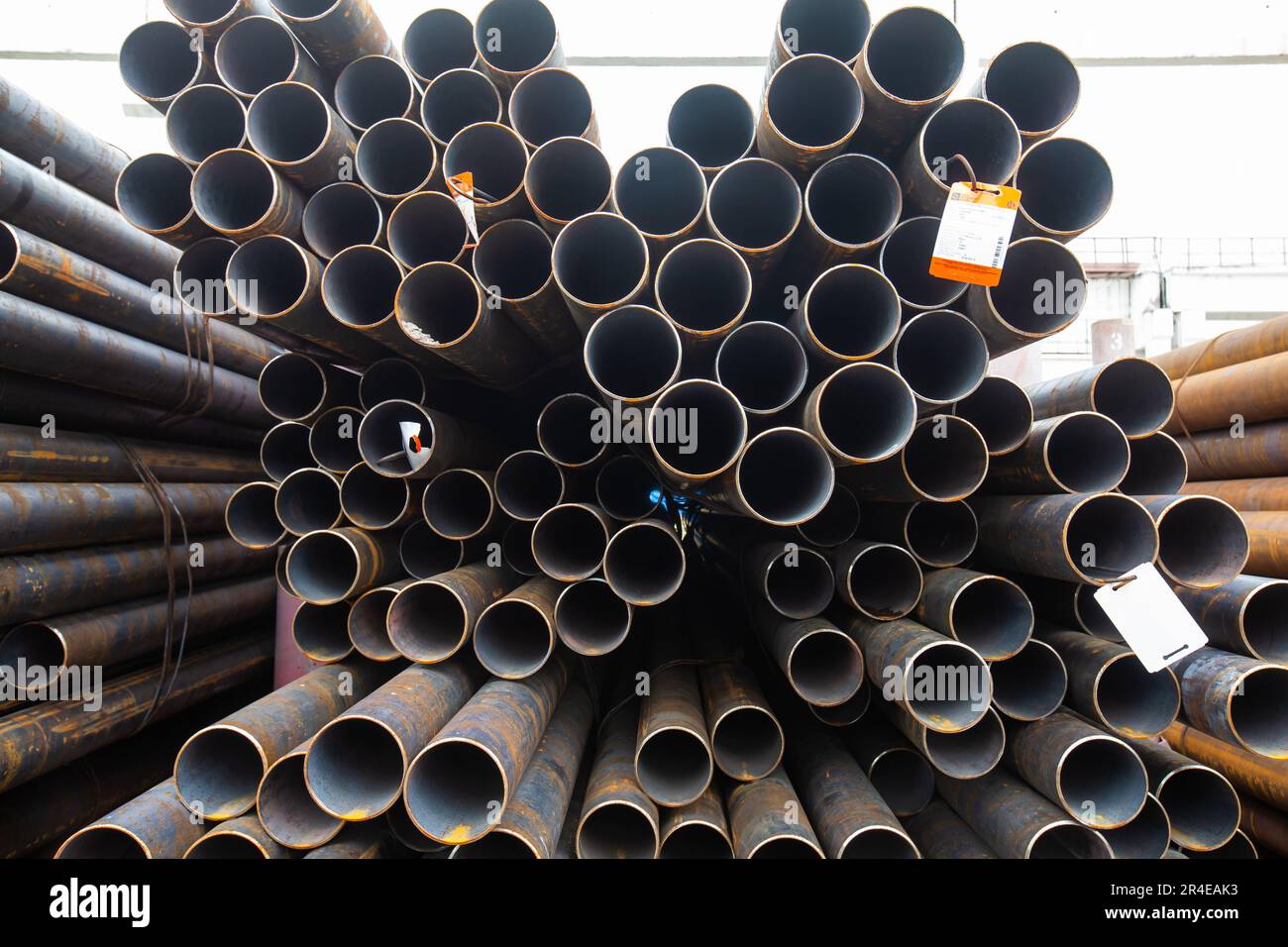 Steel tubes and pipes outdoor closeup Stock Photo - Alamy