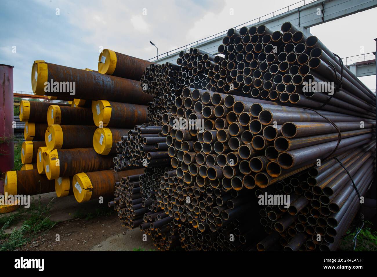 Steel tubes and pipes outdoor Stock Photo - Alamy