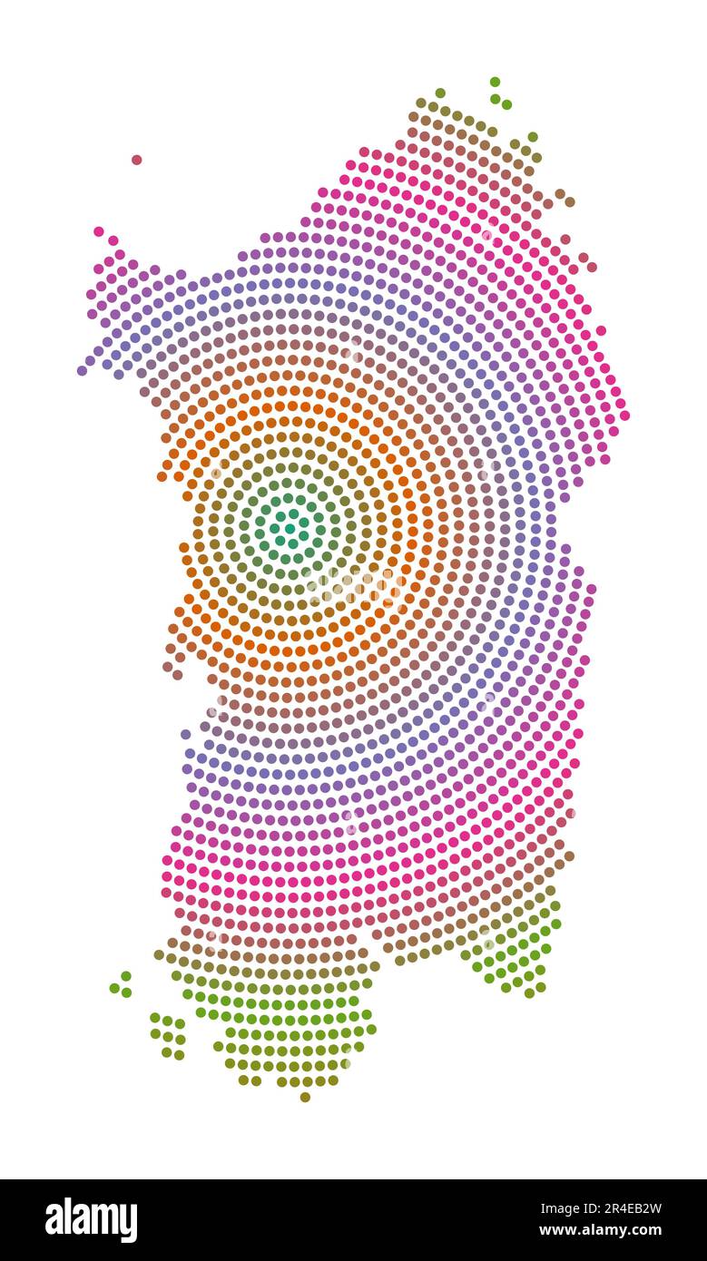 Sardinia dotted map. Digital style shape of Sardinia. Tech icon of the ...