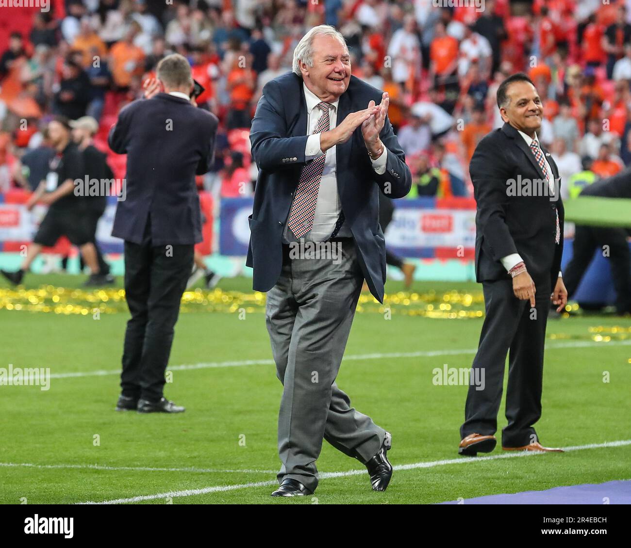 The chairman David Wilkinson applauds the travelling fans after the Sky Bet Championship Play ...