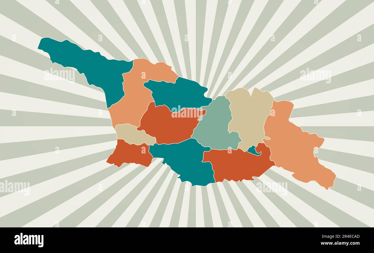 Georgia map. Poster with map of the country in retro color palette ...