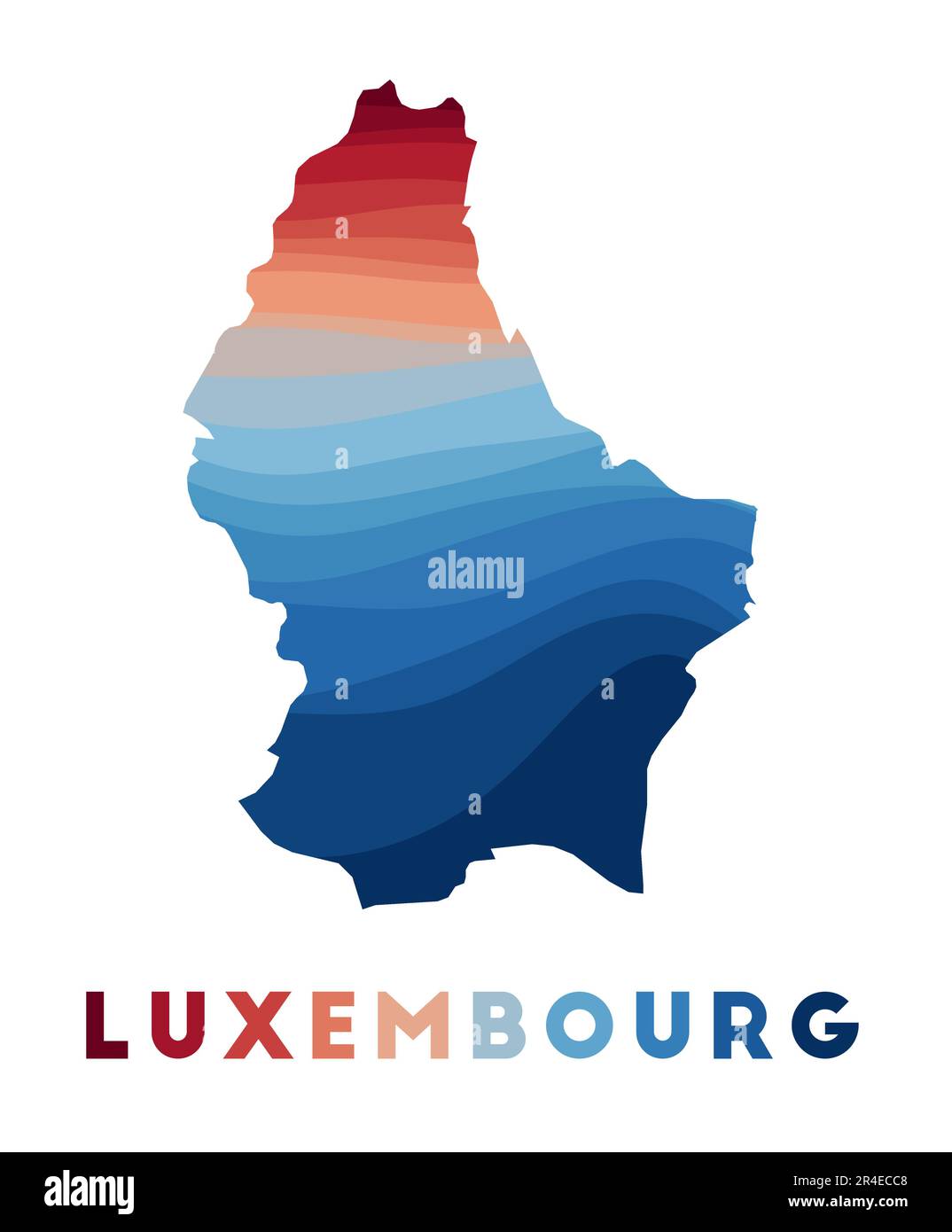 Luxembourg map. Map of the country with beautiful geometric waves in ...