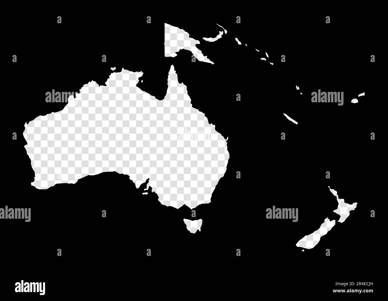 Stencil map of Oceania. Simple and minimal transparent map of Oceania ...