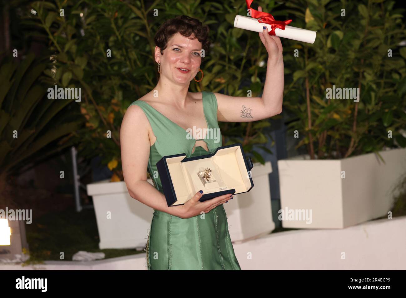Flora Anna Buda, winner of the short film Palme d'Or for "27," poses ...