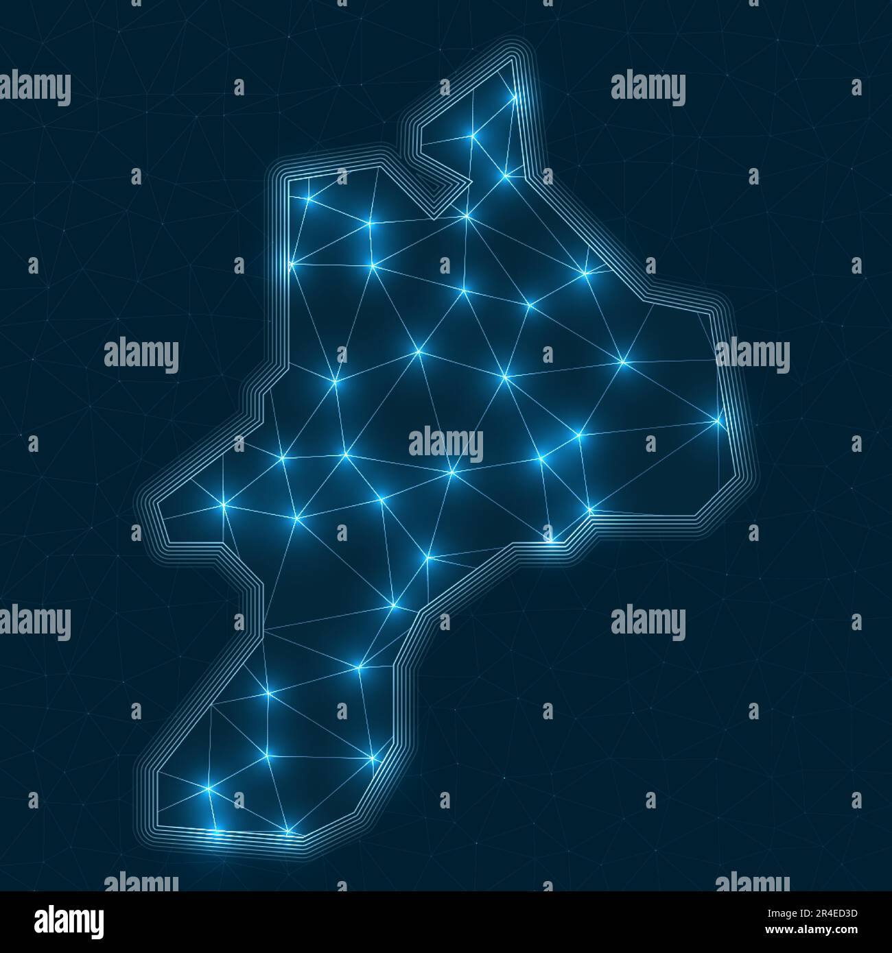 Mayreau network map. Abstract geometric map of the island. Digital ...
