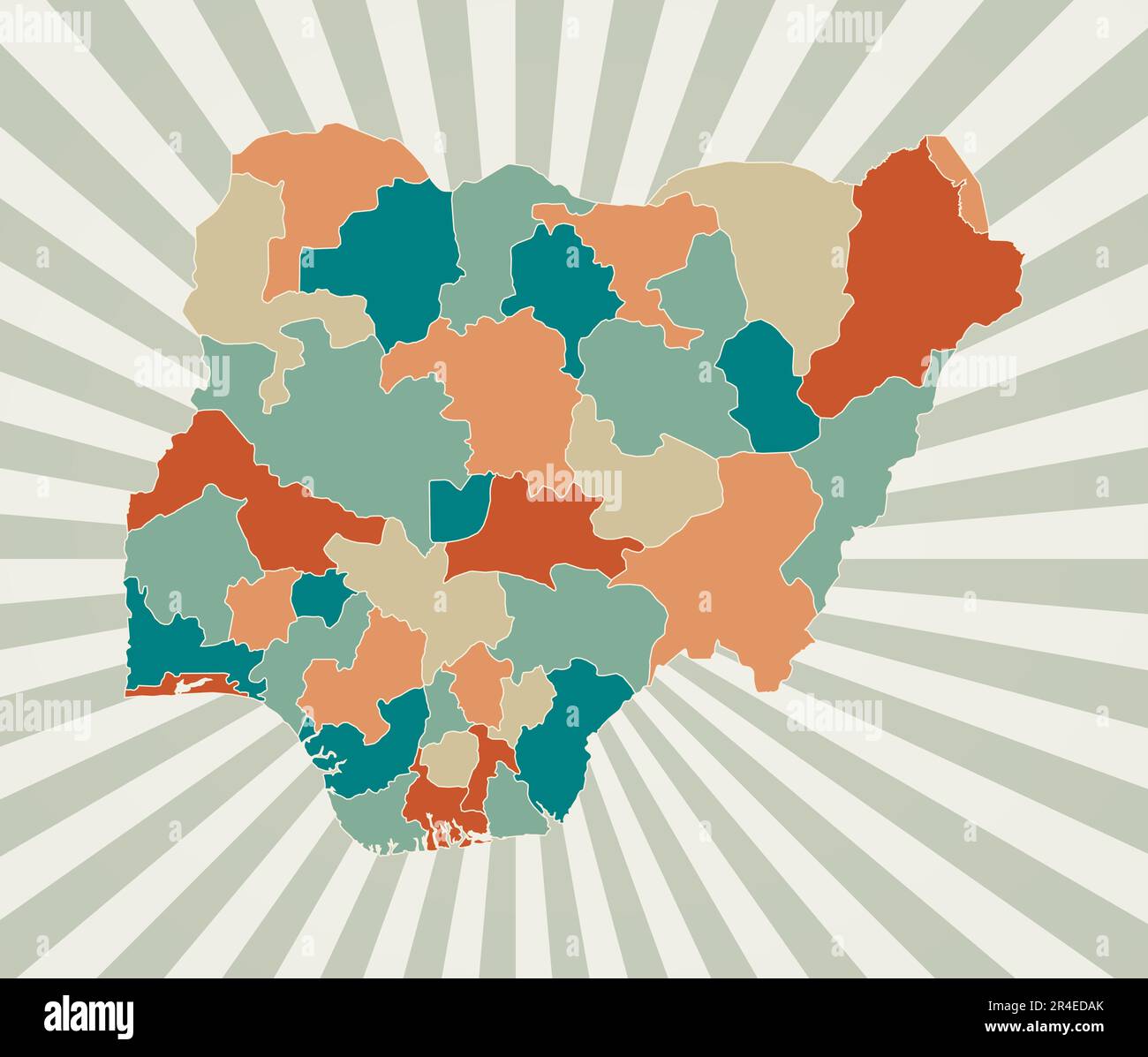 Nigeria map. Poster with map of the country in retro color palette ...