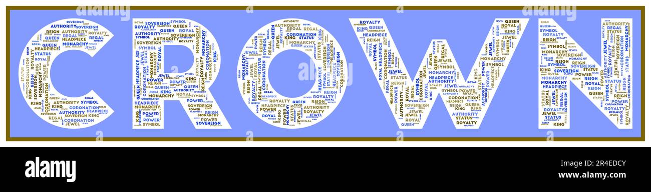 CROWN text filled with related keywords of various sizes. Crown word ...