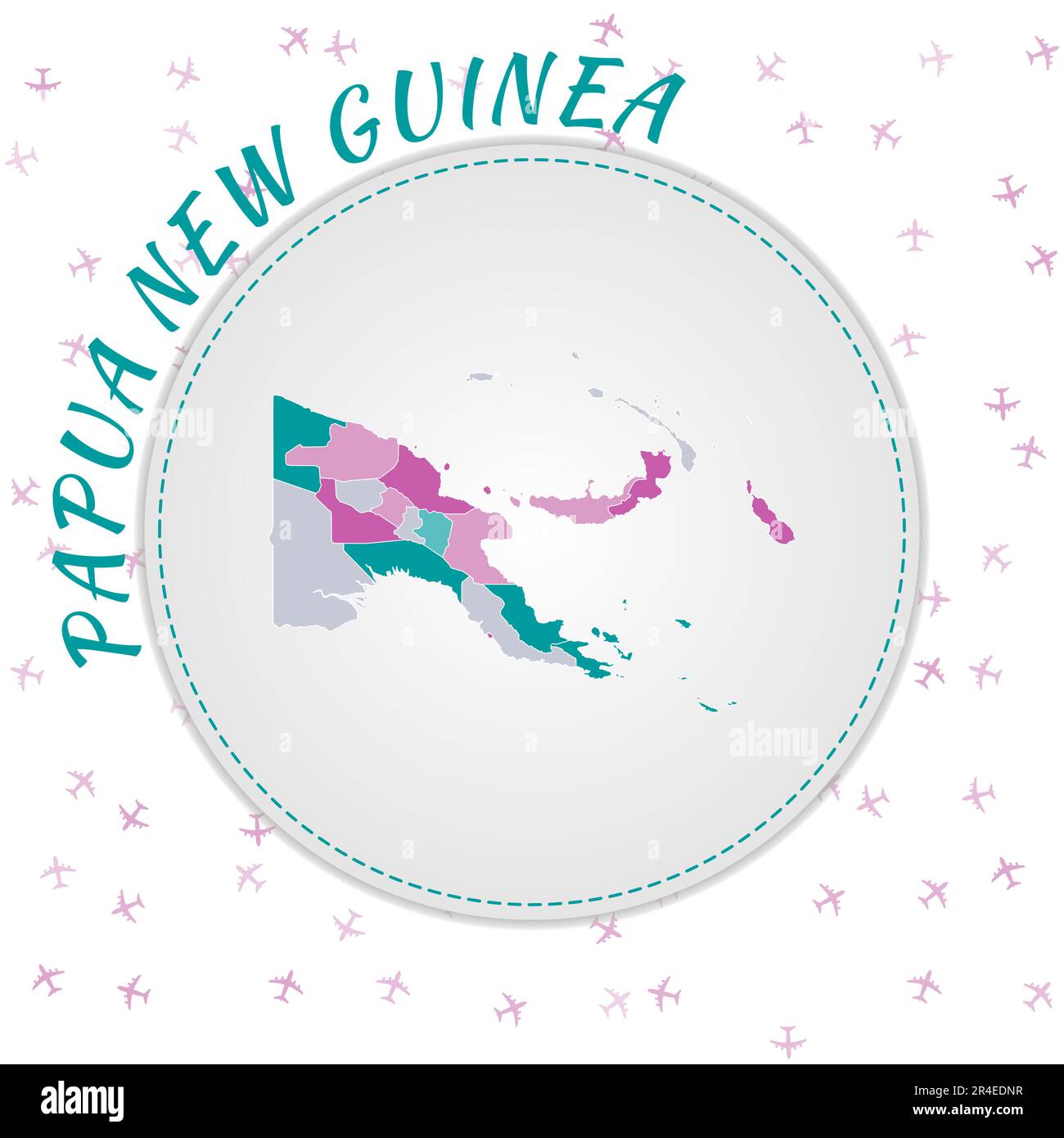 Papua New Guinea map design. Map of the country with regions in emerald ...