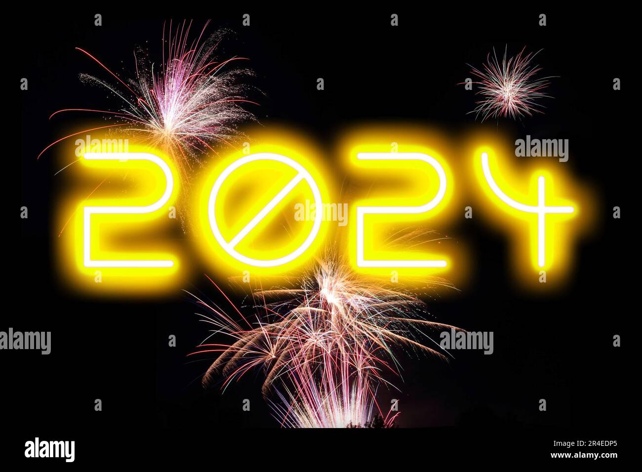A banner for 2024 New years with fireworks on a black background Stock ...