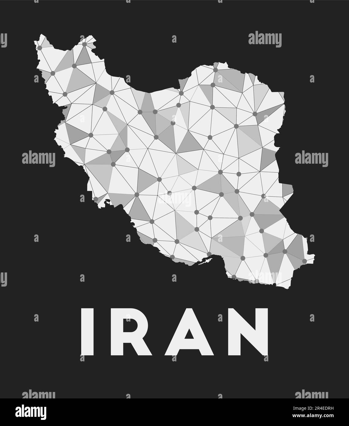 Iran - communication network map of country. Iran trendy geometric ...