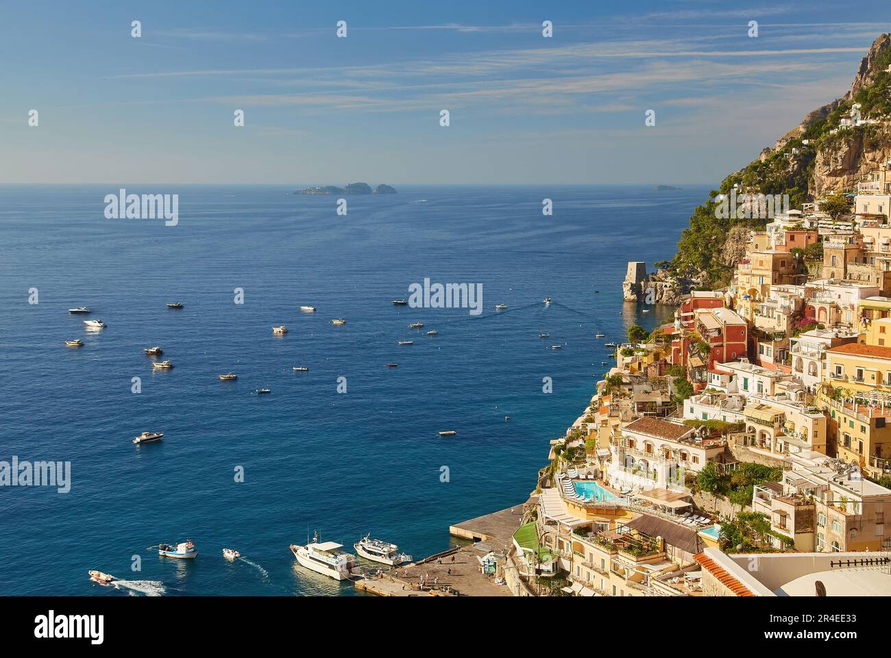Beautiful Landscape with Positano town at famous amalfi coast, Italy ...