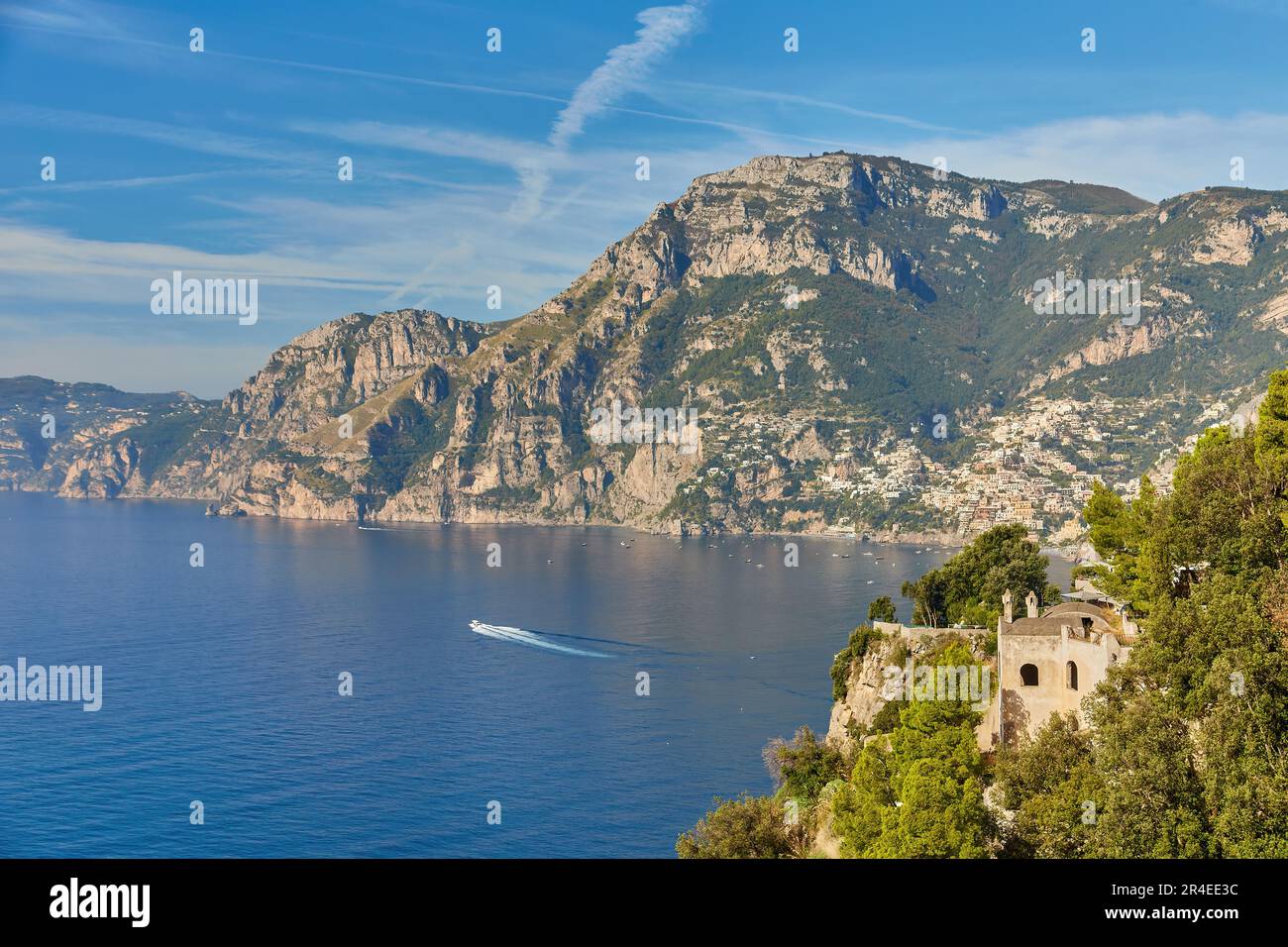 Beautiful Landscape with Positano town at famous amalfi coast, Italy ...