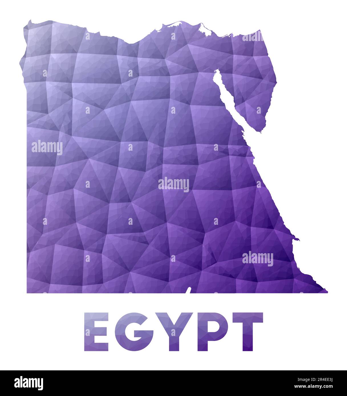 Map of Egypt. Low poly illustration of the country. Purple geometric ...