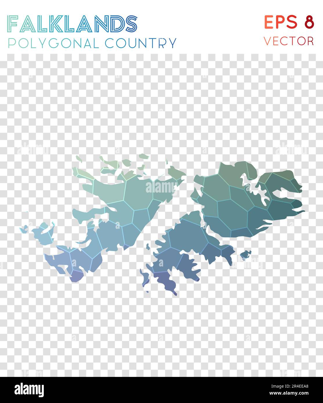 Falklands polygonal map, mosaic style country. Flawless low poly style ...