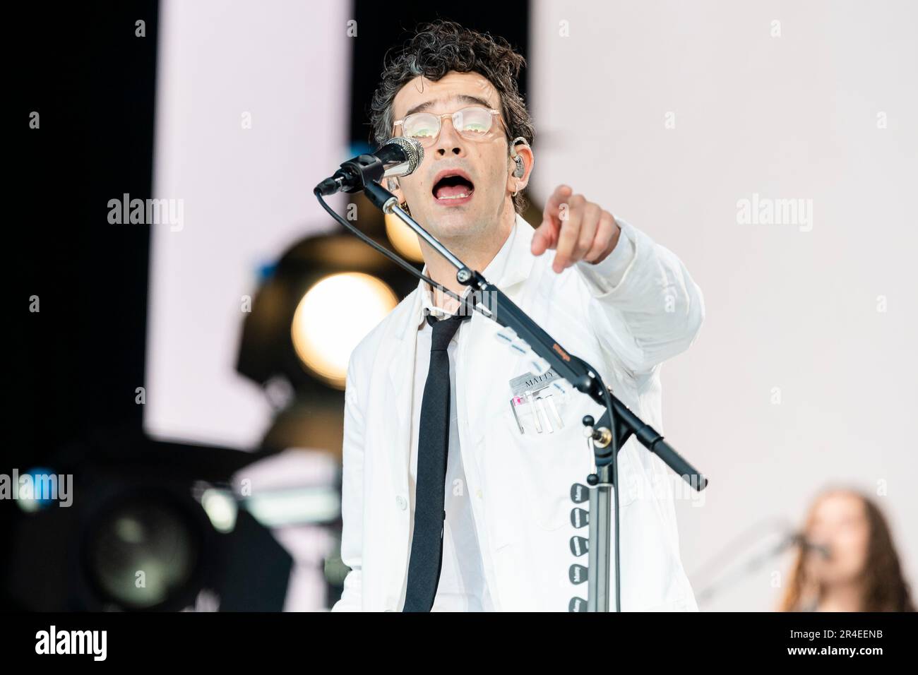 Matthew Healy from The 1975 performing on the main stage during BBC ...