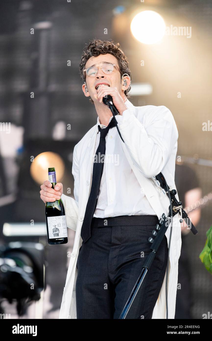 Matthew Healy from The 1975 performing on the main stage during BBC ...