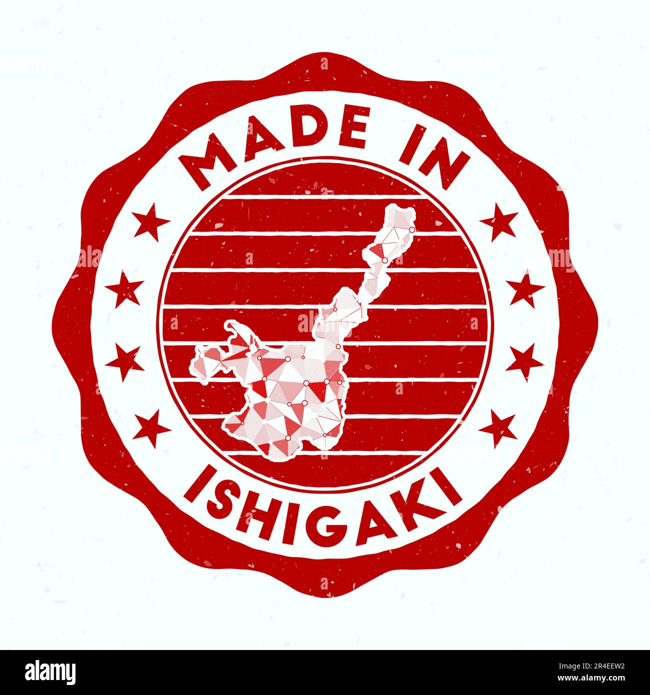 Made In Ishigaki. Island round stamp. Seal of Ishigaki with border ...