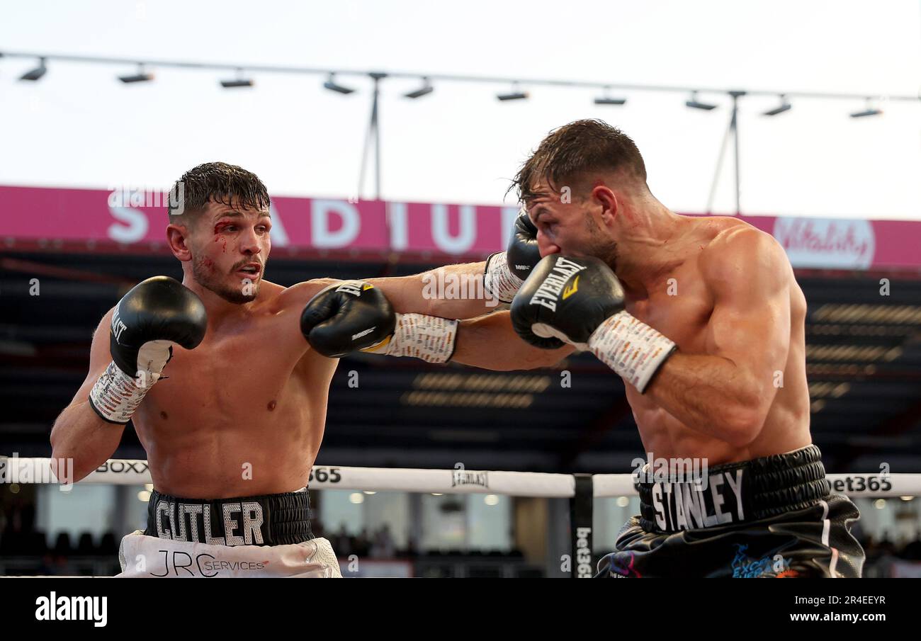 Lee Cutler in action against Stanley Stannard at the Vitality Stadium ...
