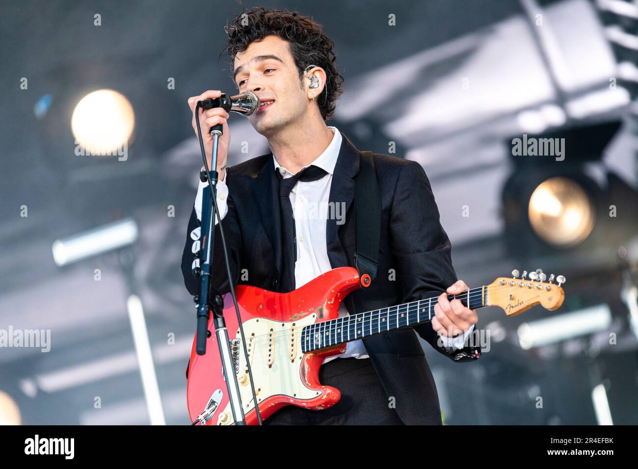 Matthew Healy from The 1975 performing on the main stage during BBC ...