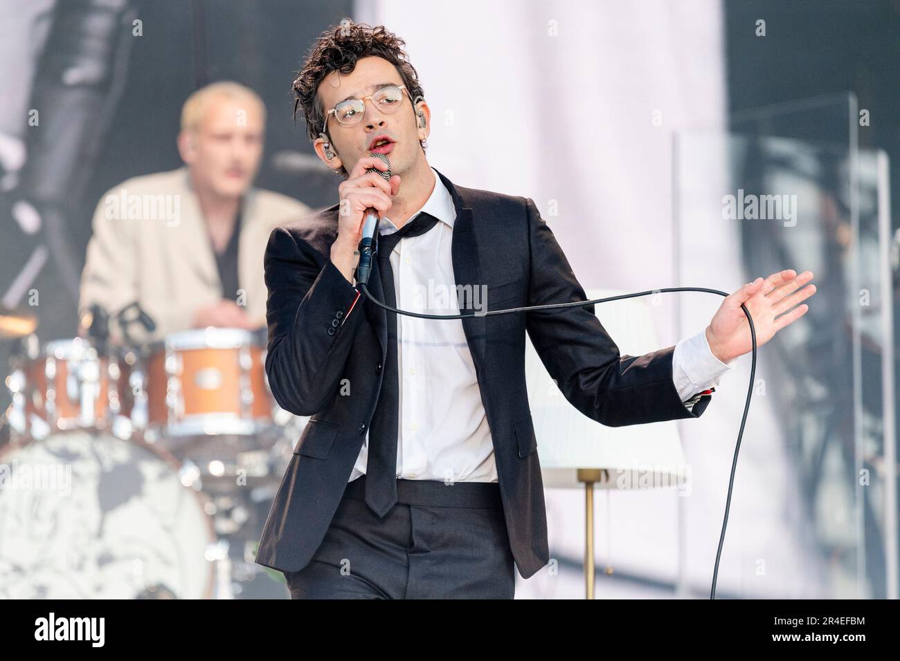 Matthew Healy from The 1975 performing on the main stage during BBC ...