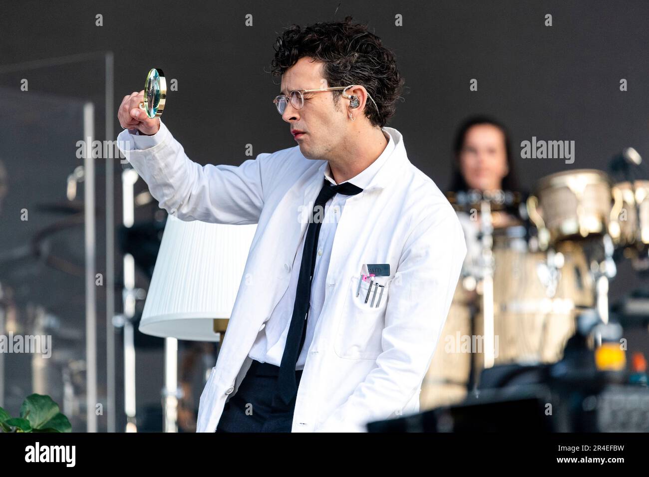 Matthew Healy from The 1975 performing on the main stage during BBC ...