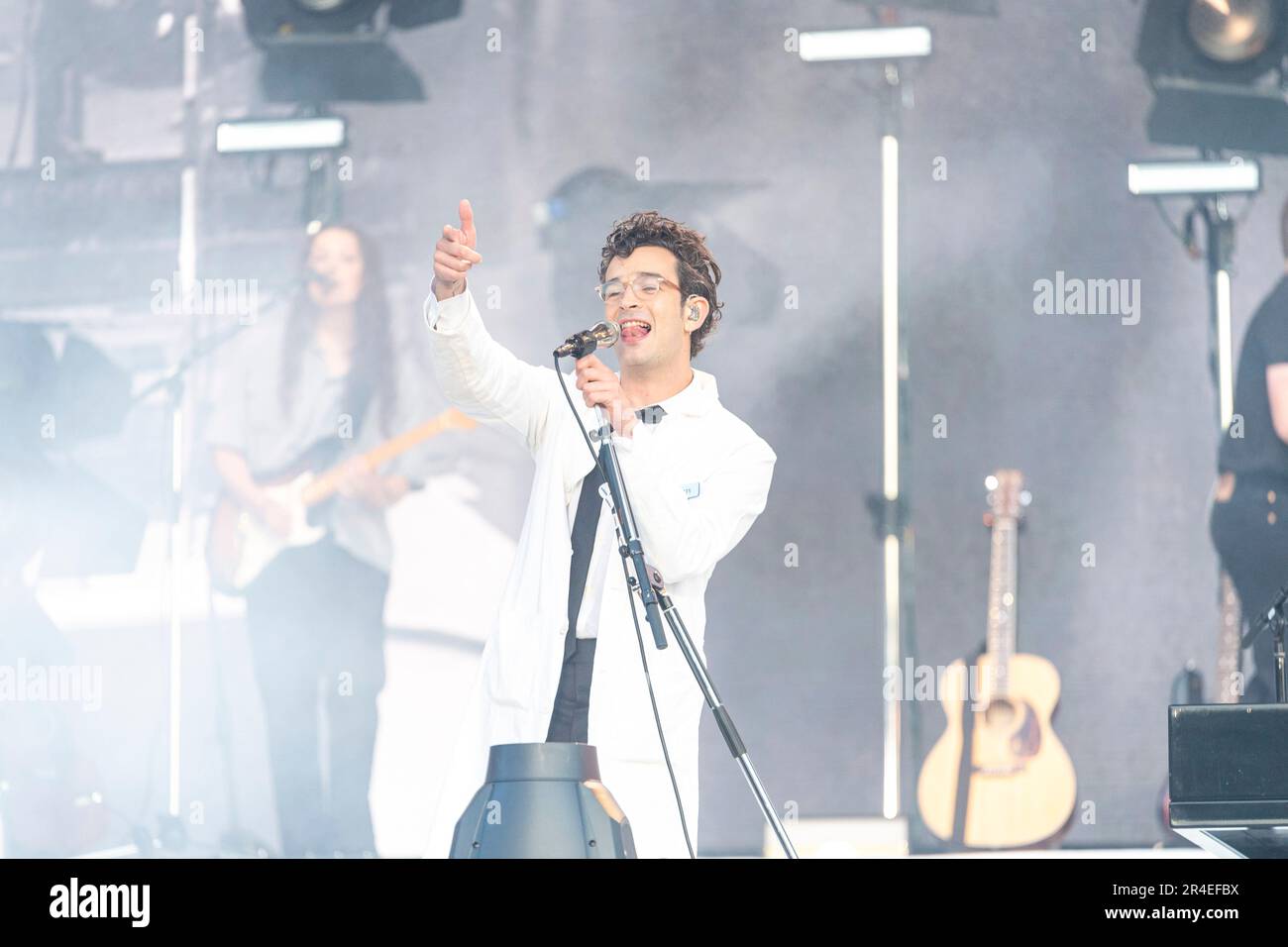 Matthew Healy from The 1975 performing on the main stage during BBC ...