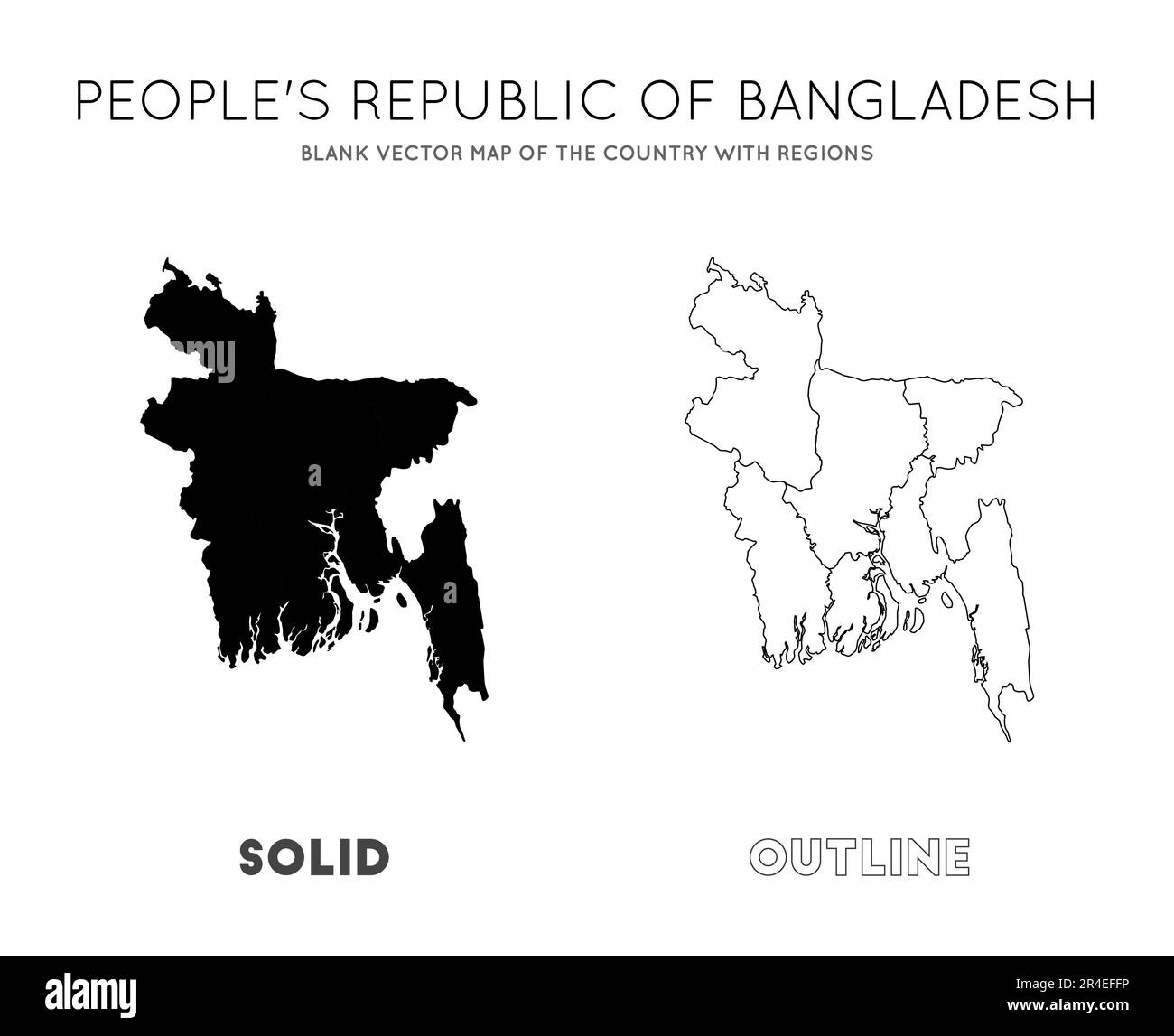 Bangladesh map. Blank vector map of the Country with regions. Borders ...