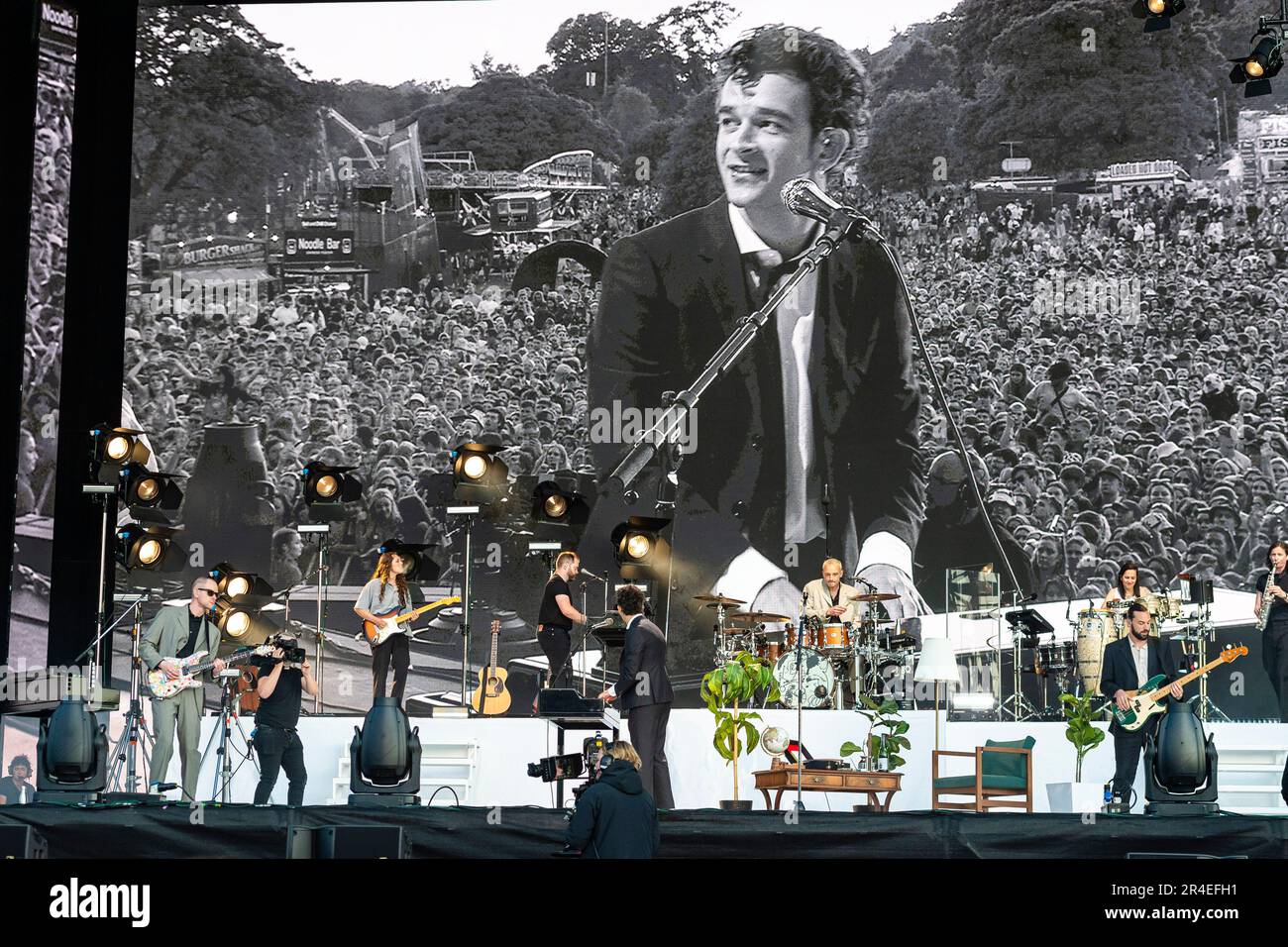 Matthew Healy from The 1975 performing on the main stage during BBC ...