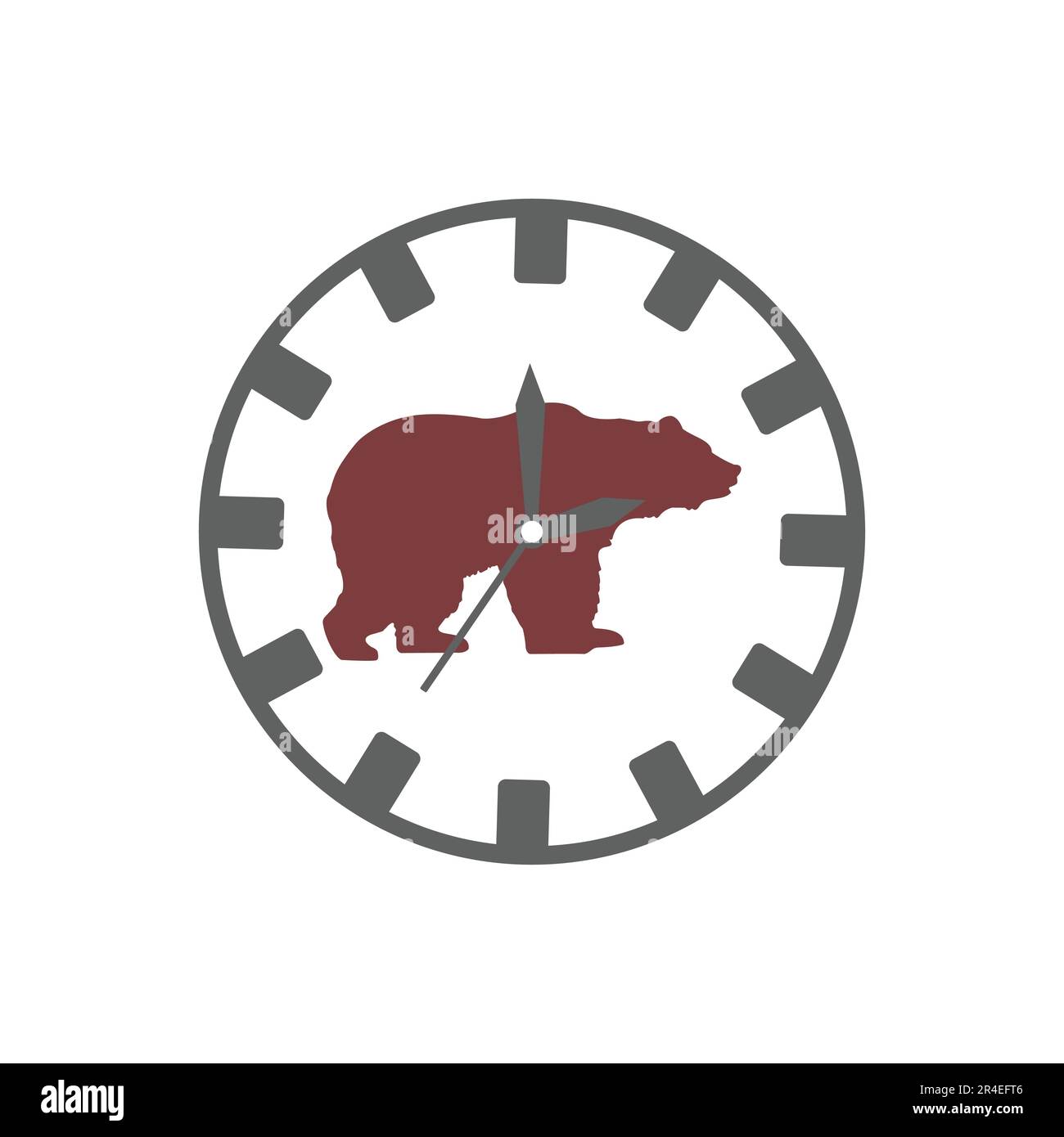 wall watch with bear slow time concept design time vector clock ...